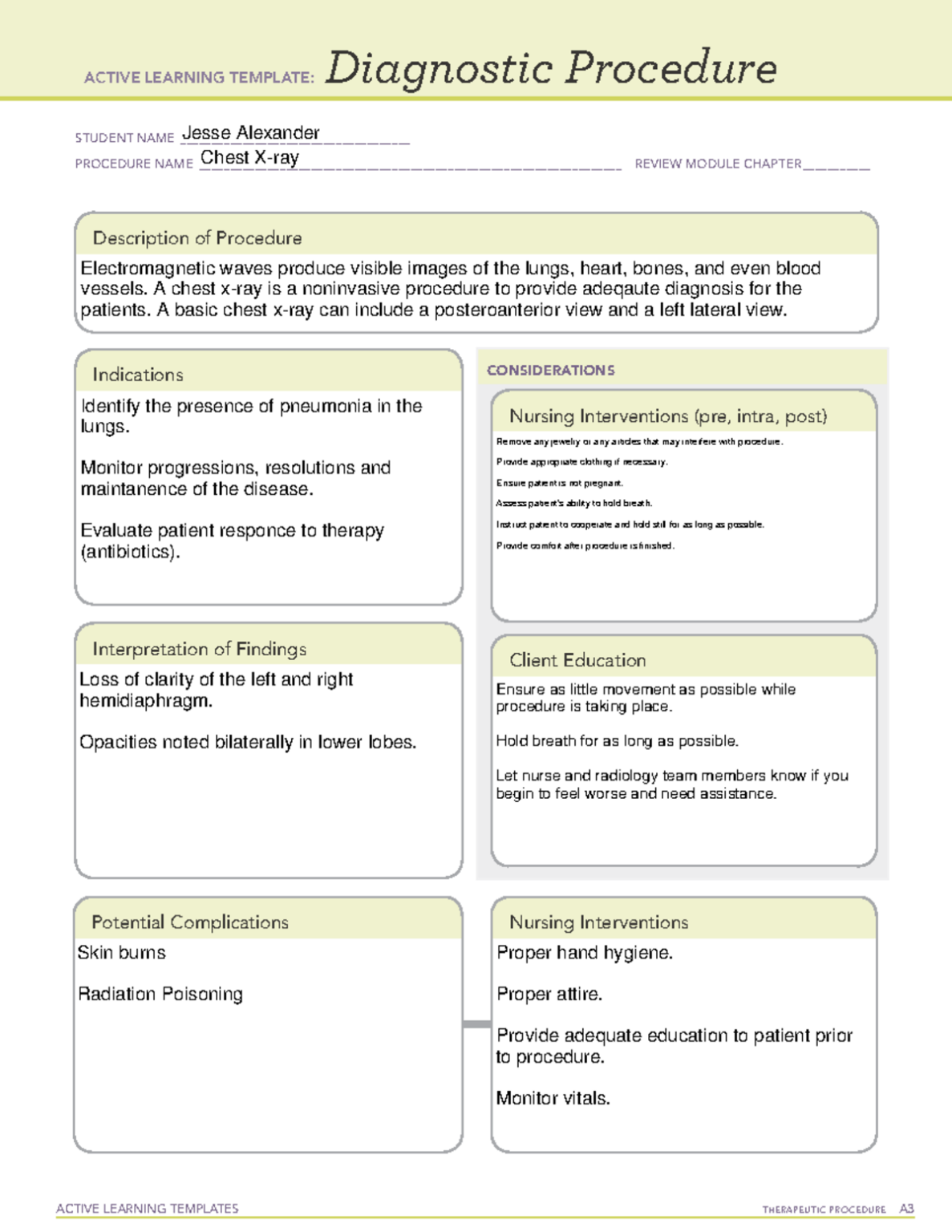 Active Learning Template Diagnostic Procedure Chest X-Ray