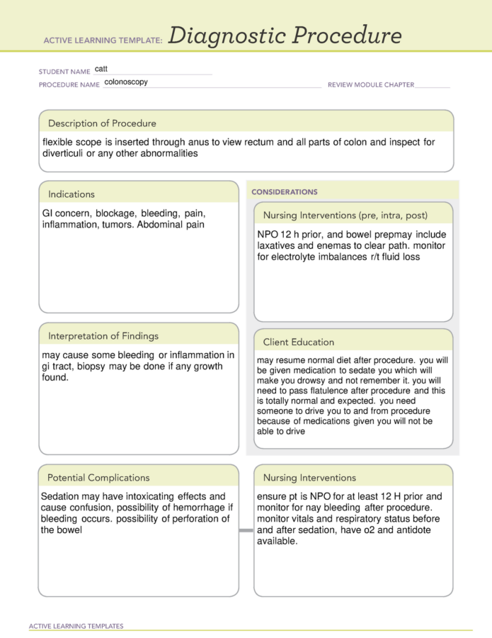 Active Learning Template Diagnostic Procedure Colonoscopy