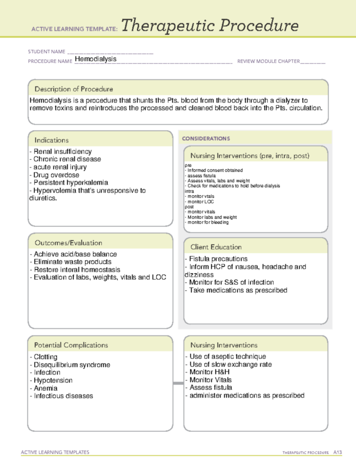 Ati Active Learning Template Therapeutic Procedure