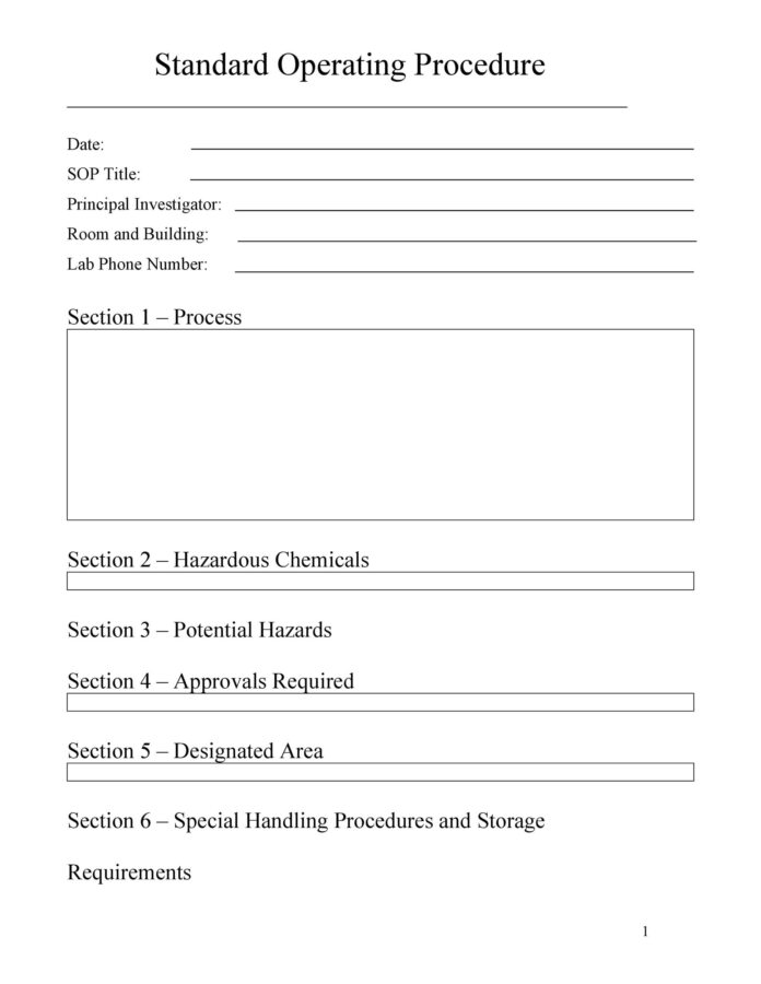 Blank Standard Operating Procedure Template