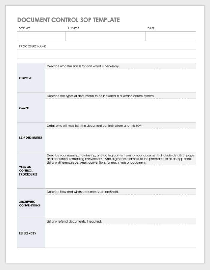 Create Standard Operating Procedure Template