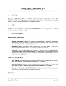 Daycare Policies and Procedures Templates