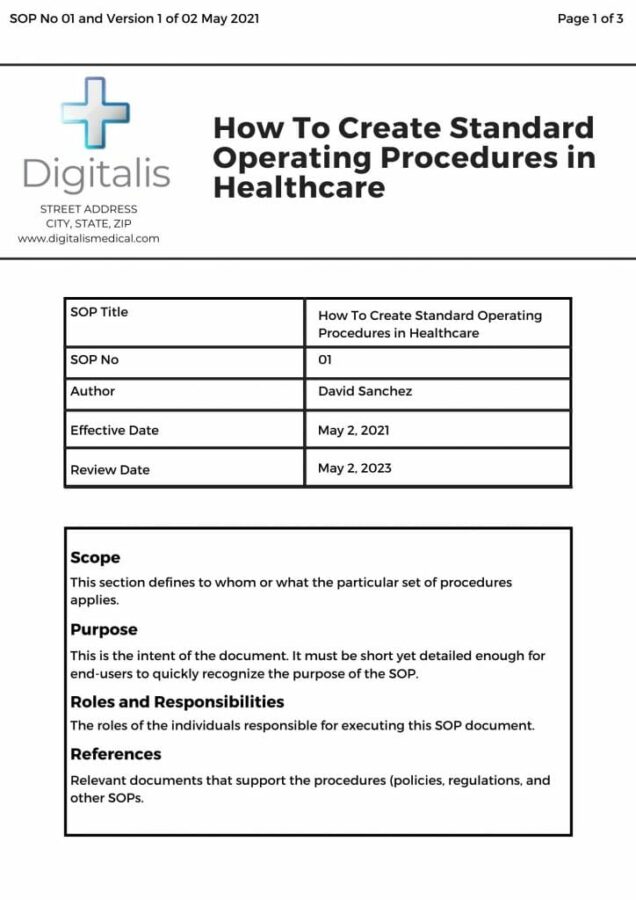 Dental Standard Operating Procedure Template