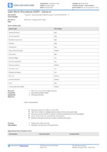 Electrical Safe Work Procedure Template