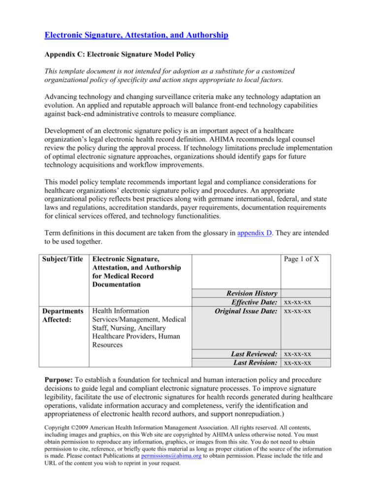 Electronic Medical Records Policy And Procedure Template