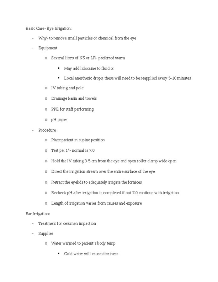 Eye Irrigation Therapeutic Procedure Template