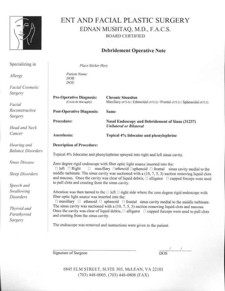 Foreign Body Removal Procedure Note Template