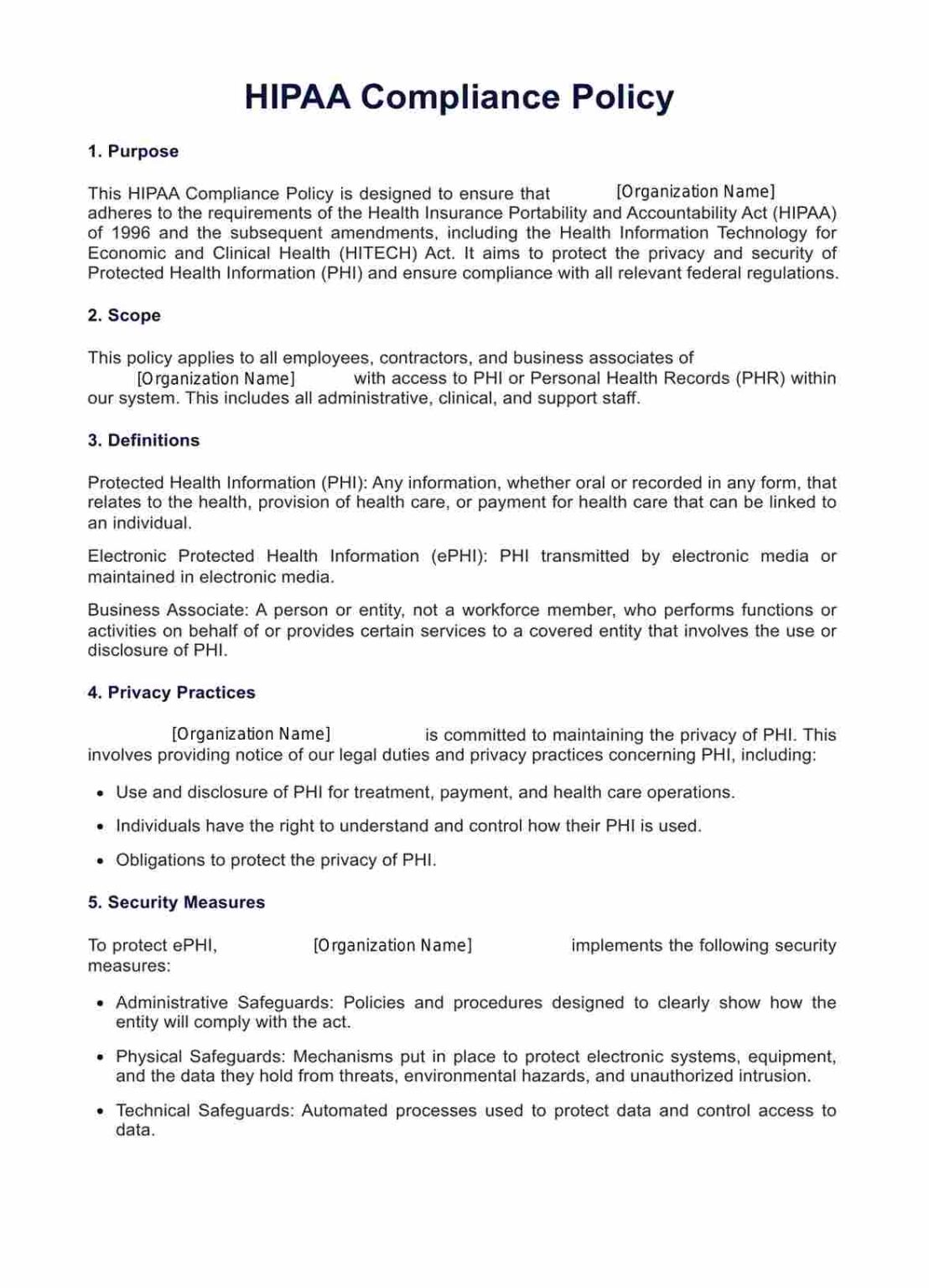 HIPAA Policy and Procedure Templates