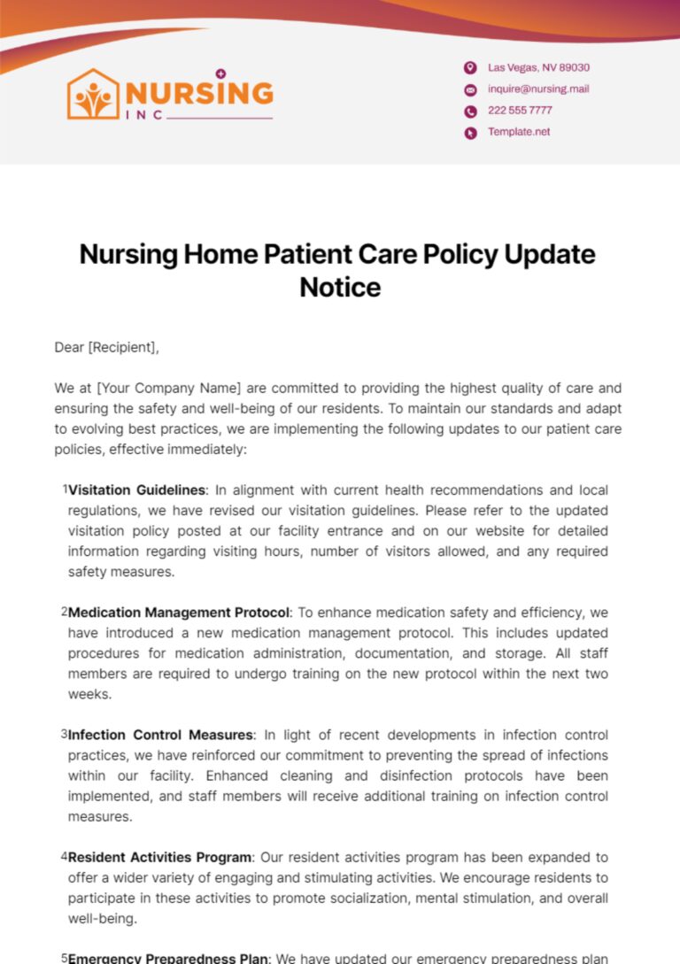 Home Health Care Policies and Procedures Template