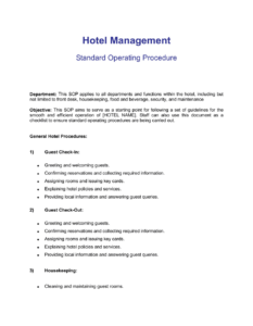 Hospitality Policy and Procedures Template