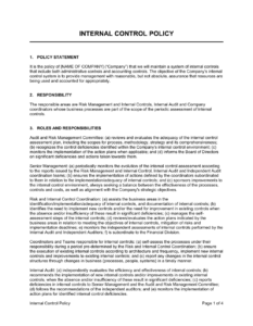 Internal Control Policies and Procedures Template