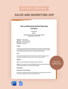 Marketing Standard Operating Procedure Template