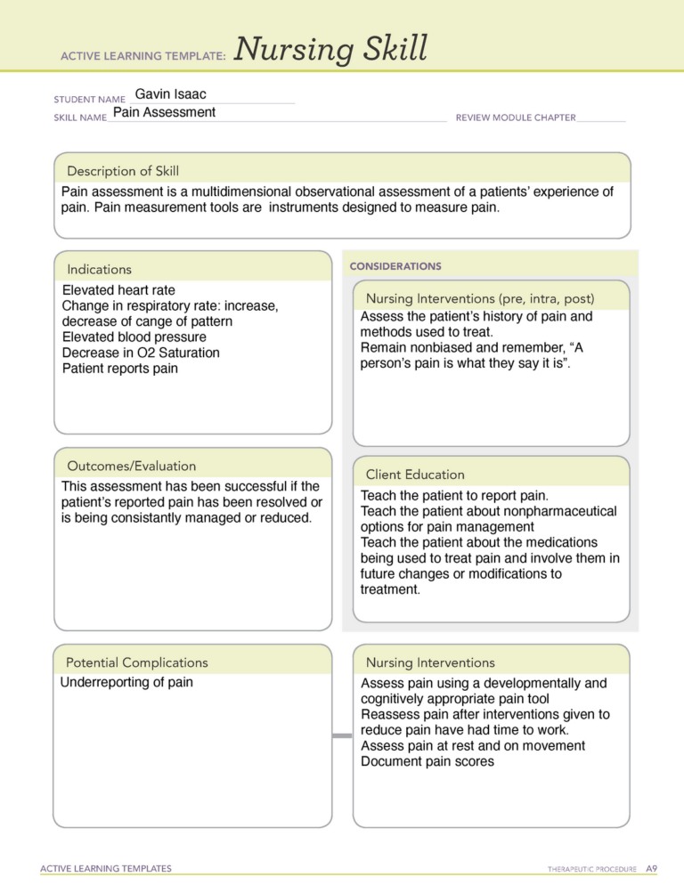 Minimizing Procedural Pain for an Infant ATI Template