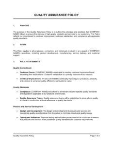 Quality Assurance Policy and Procedure Template