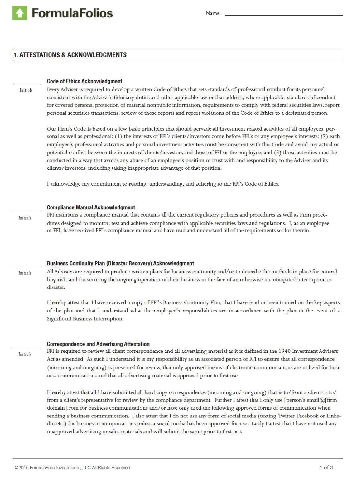 RIA Policies and Procedures Manual Template