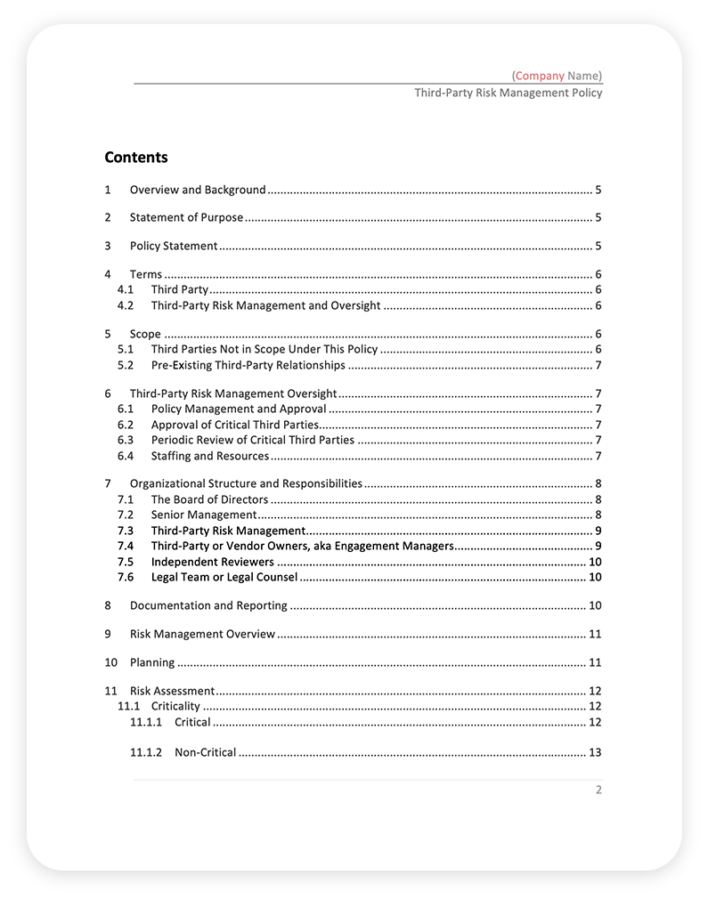 Risk Assessment Policy and Procedure Template