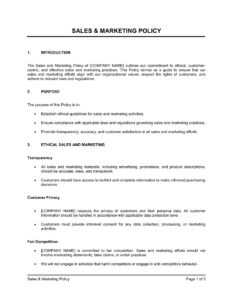 Sales Policies and Procedures Template