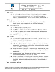 Software Validation Procedure Iso 13485 Template