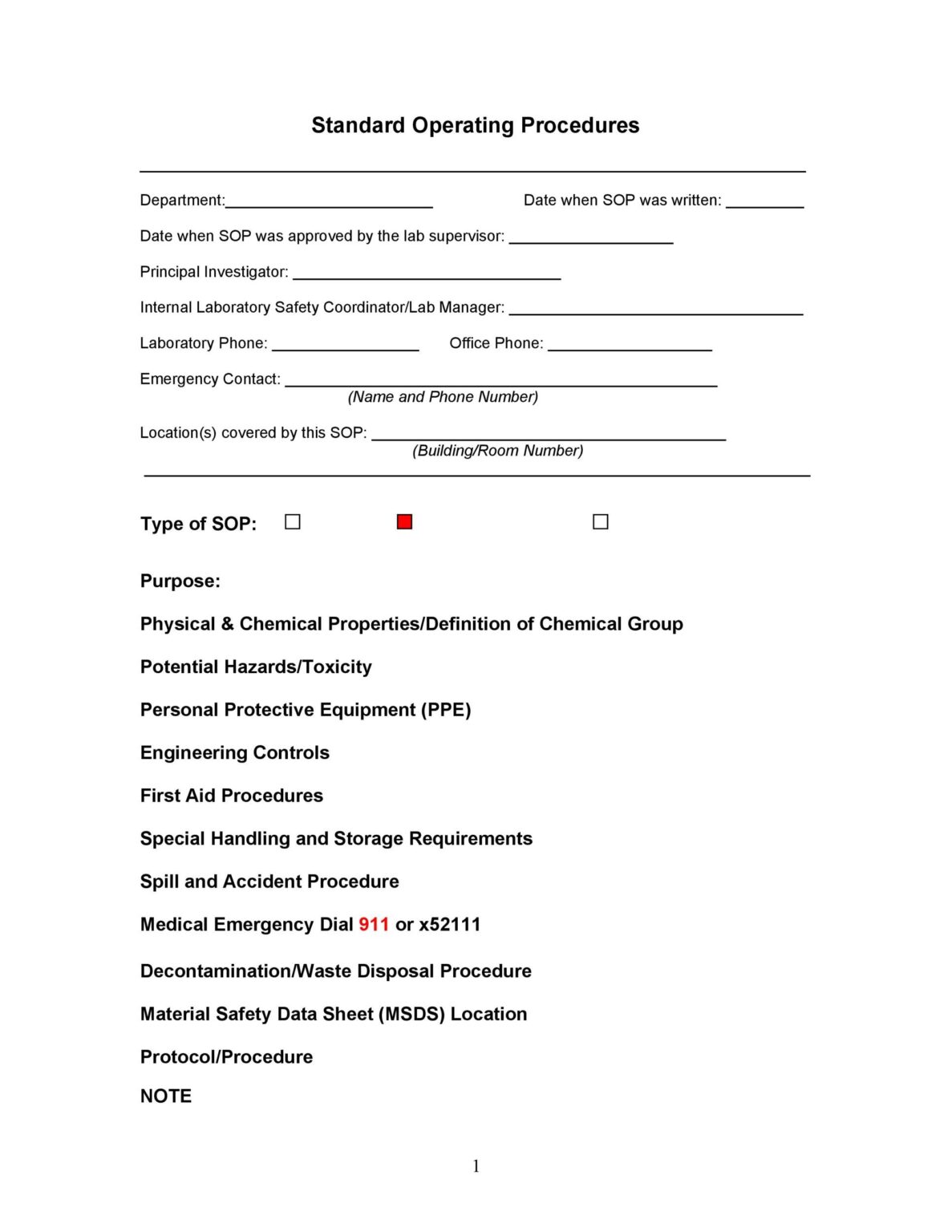 Standard Operating Procedure Template for Property Management