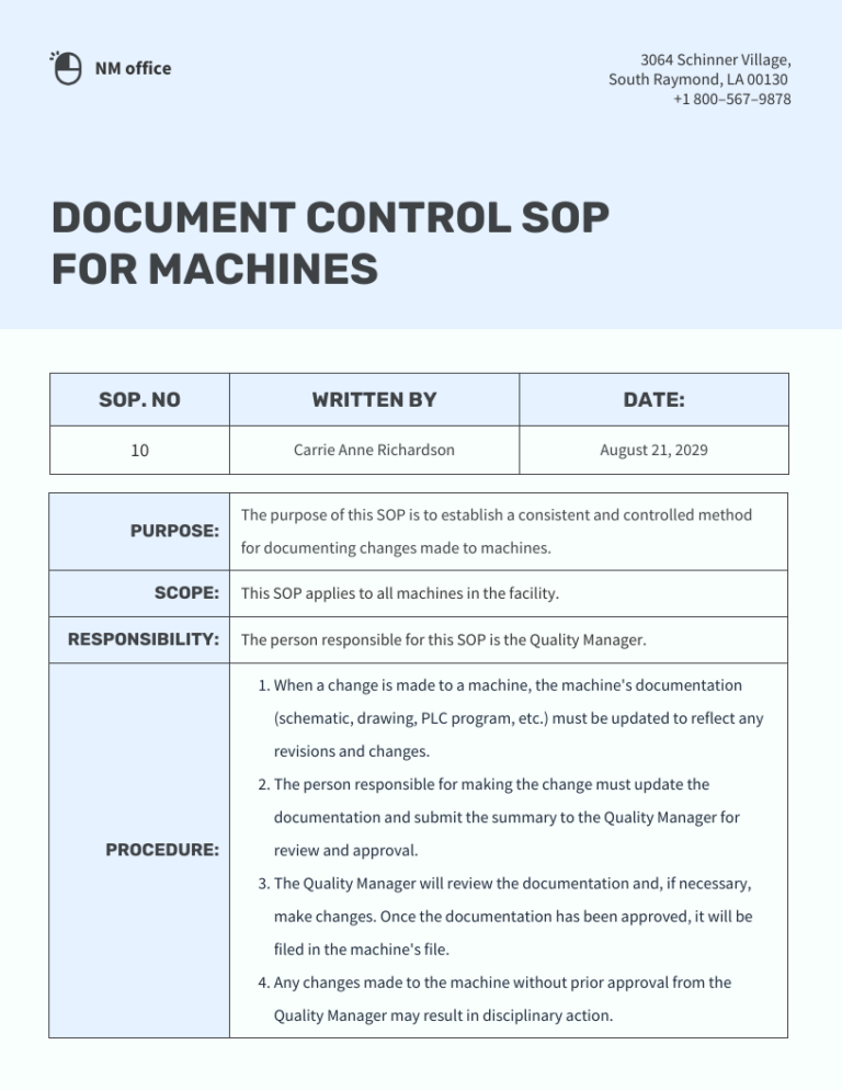 Standard Operating Procedure Template Information Technology