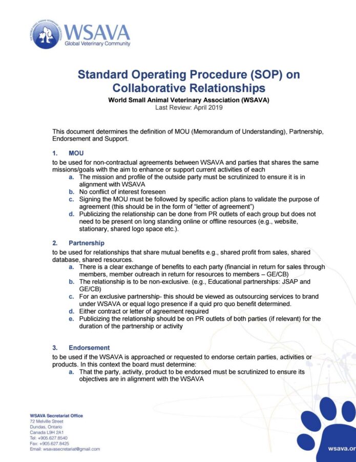 Veterinary Standard Operating Procedure Template