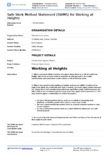 Working at Height Procedure Template
