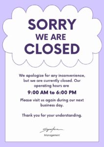 Closed for Inventory Template