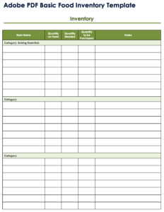 Food Stock Inventory Template