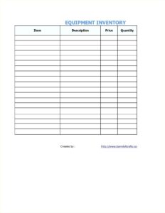 Football Equipment Inventory Template