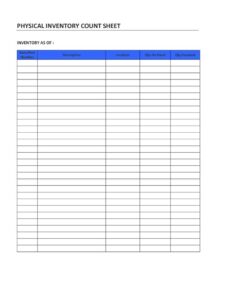 Inventory Sheet Template Printable