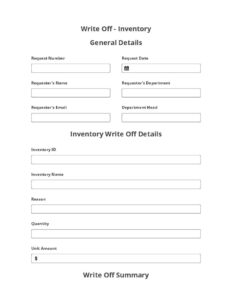 Inventory Write Off Form Template