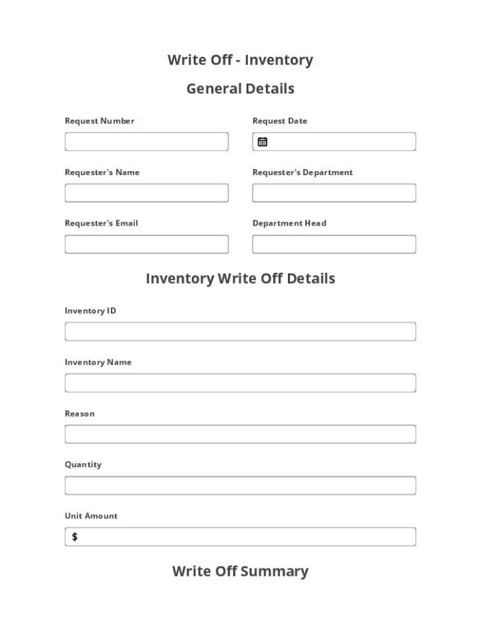 Inventory Write Off Form Template