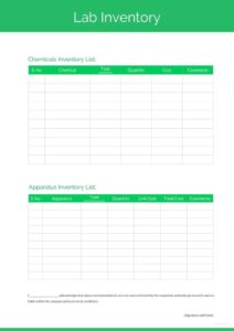 Laboratory Equipment Inventory Template