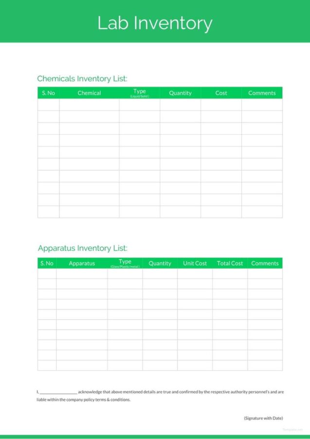 Laboratory Equipment Inventory Template