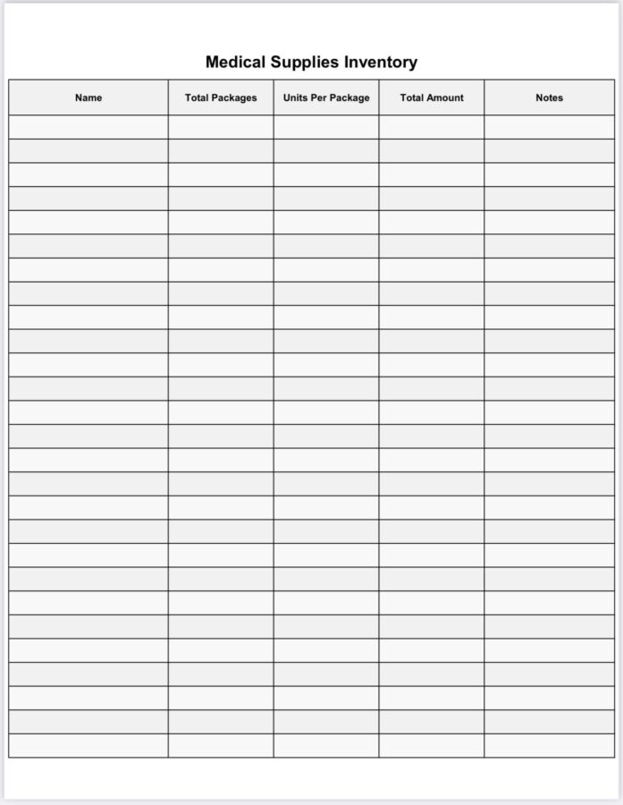 Medical Supply Inventory Template