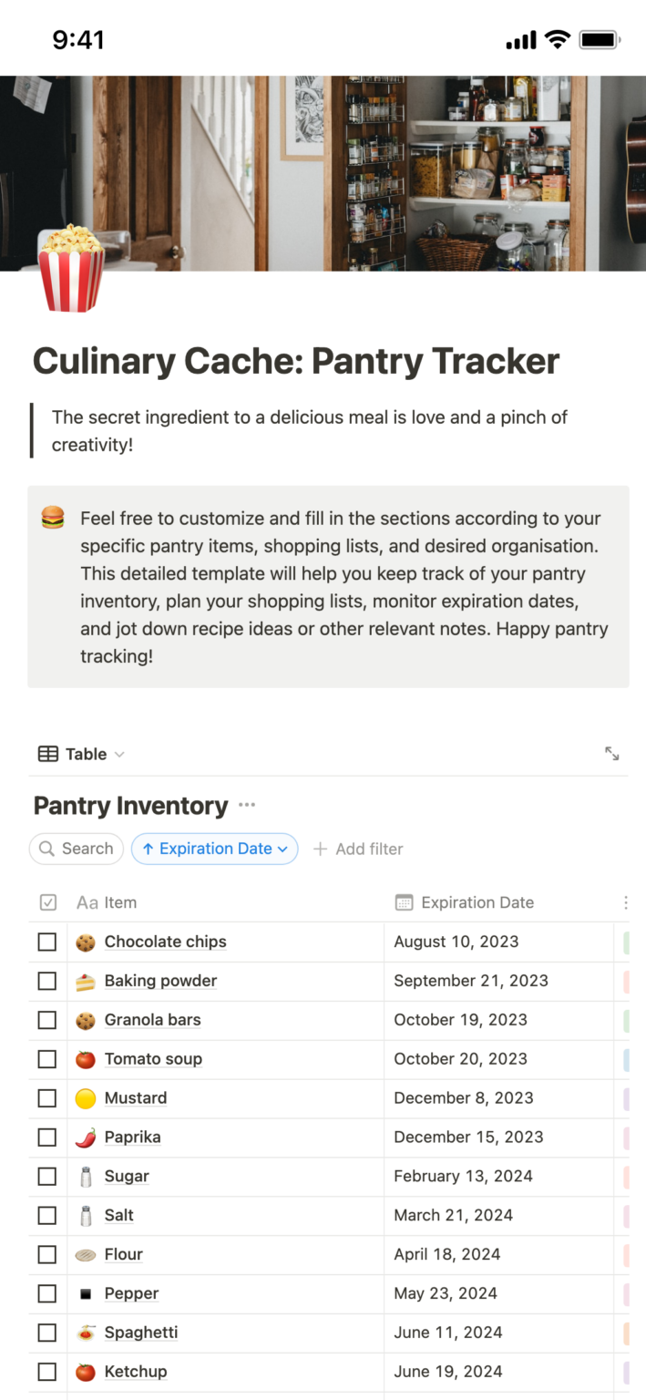 Notion Pantry Inventory Template