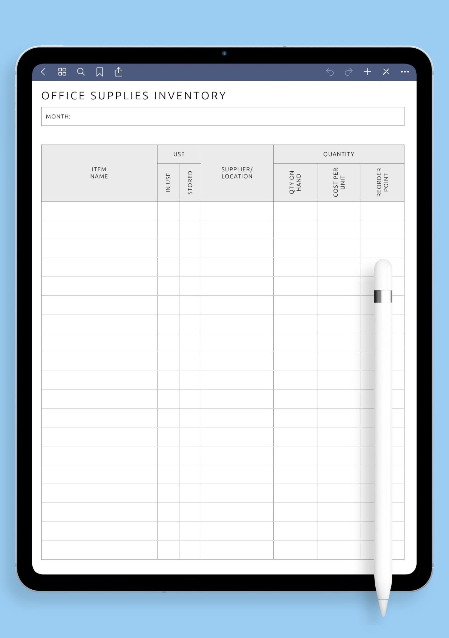 Office Equipment Inventory Template