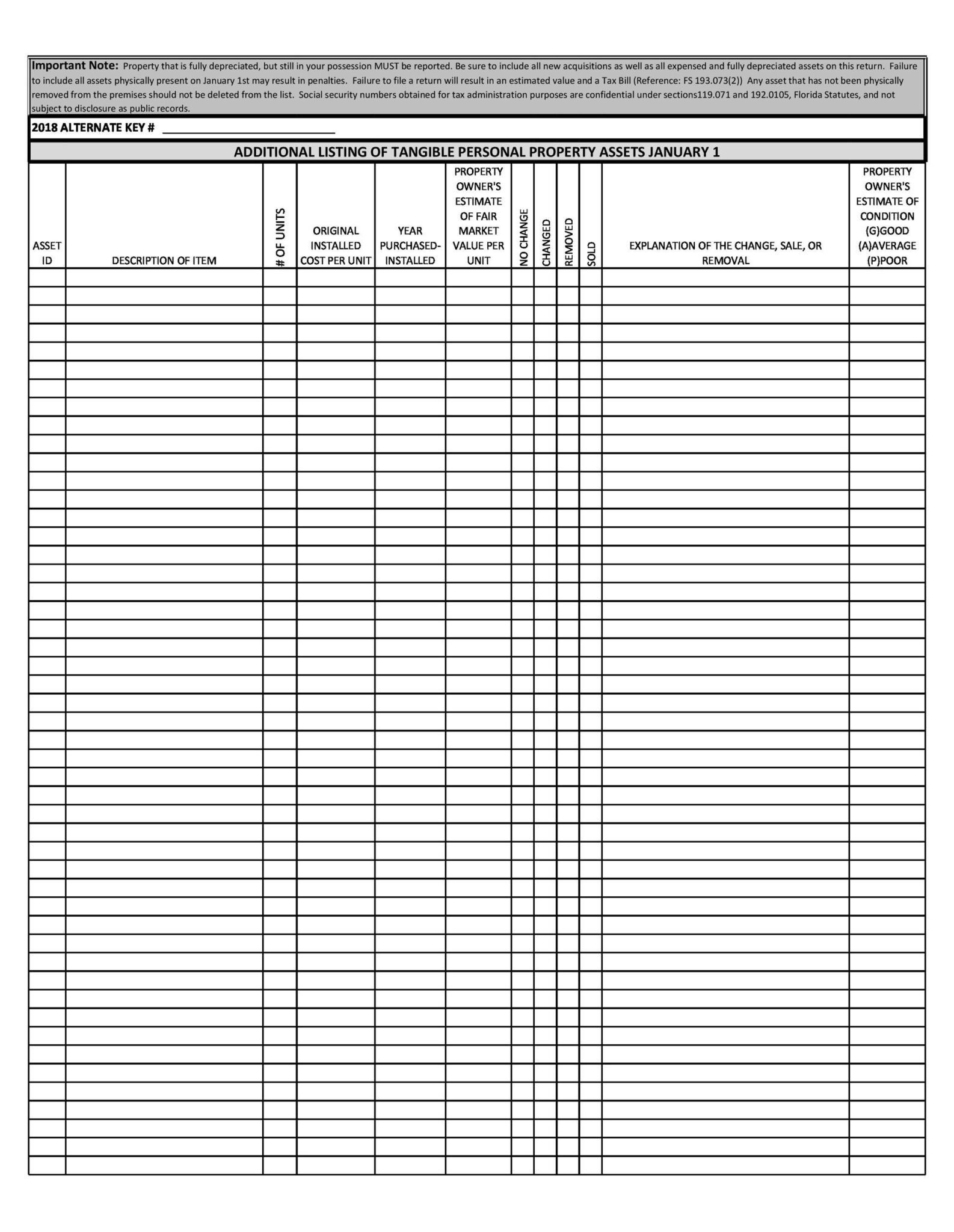 Personal Asset Inventory Template