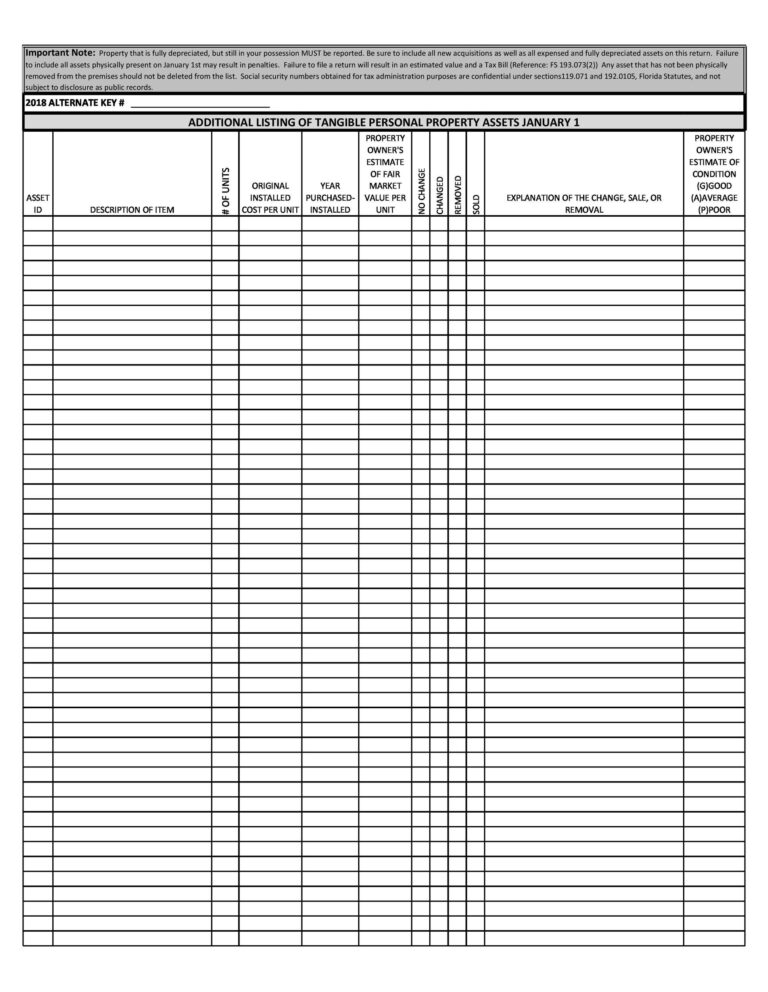 Personal Asset Inventory Template