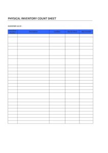 Physical Inventory Sheet Template
