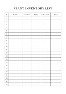 Plant Nursery Inventory Template