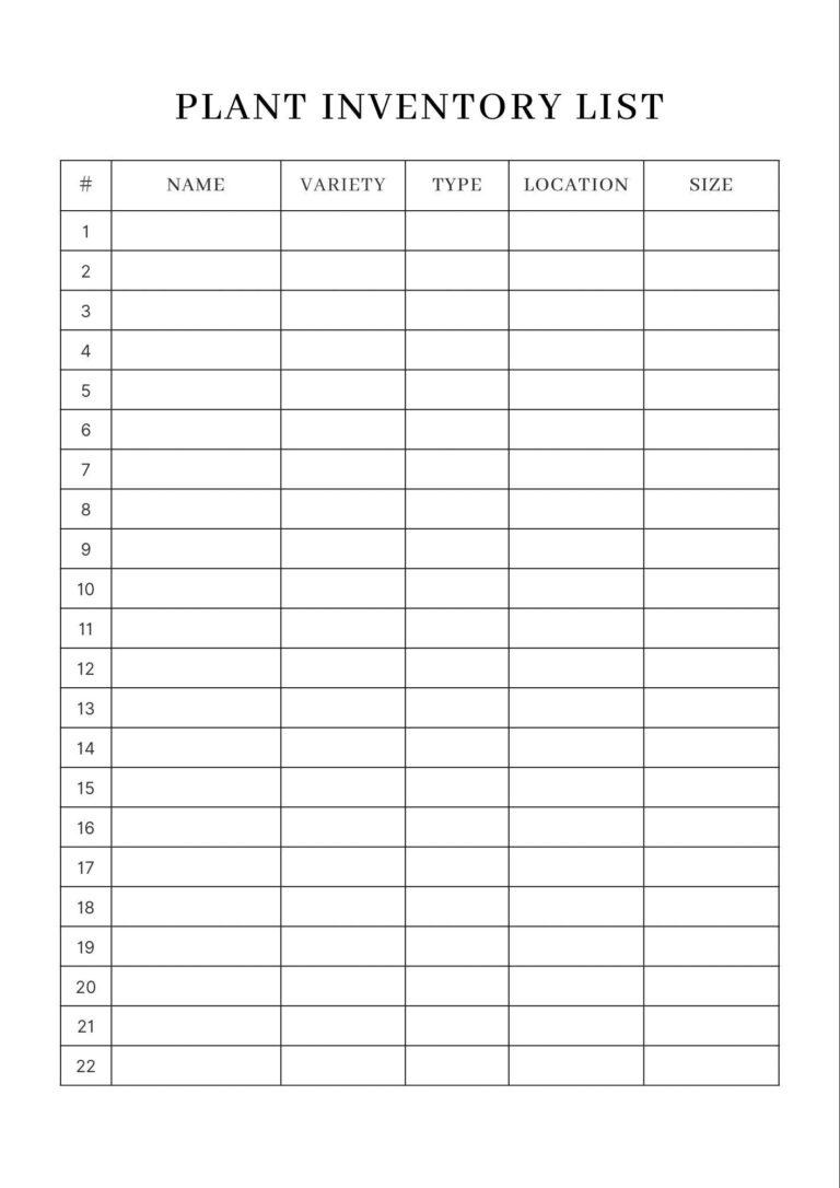 Plant Nursery Inventory Template