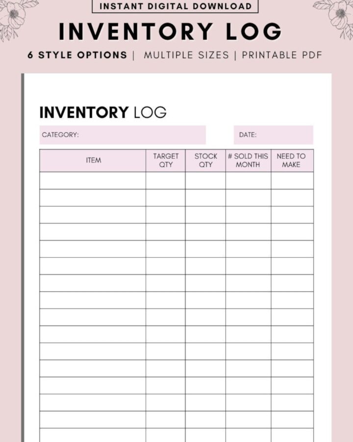 Product Inventory Sheet Template