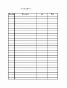 Tool Inventory Sheet Template