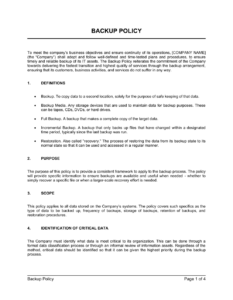 Backup And Restore Procedure Template