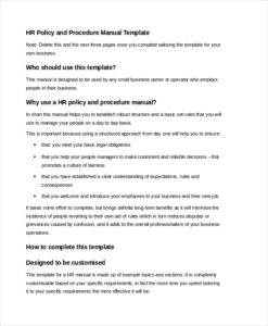 Human Resources Procedure Manual Template