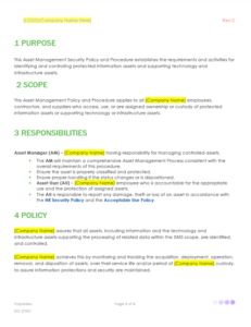 Iso Policies And Procedure Template