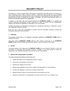 Physical Security Policy And Procedure Template