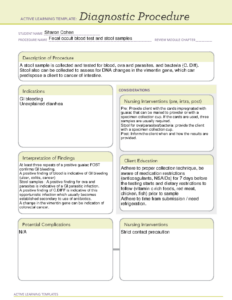 Stool Culture Diagnostic Procedure Template