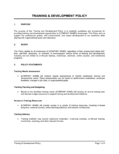Training Policies And Procedure Template